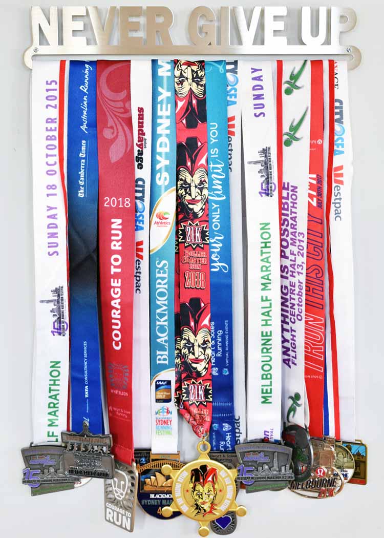 Medal Display Hanger - Never Give Up™ – MedalDisplays.com.au